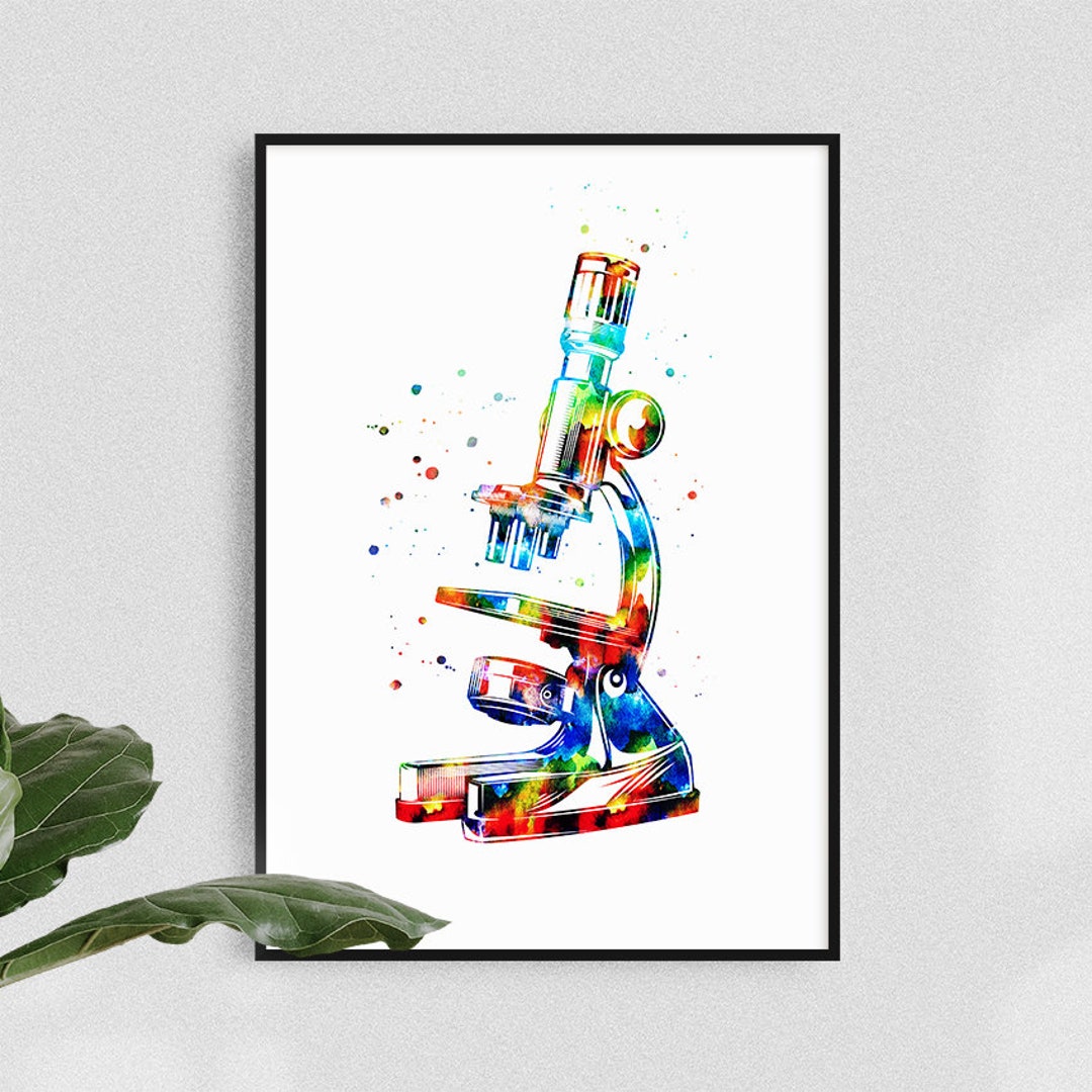 Мicroscope Art Print, Science Art, Microscope Poster, Graduation Gift ...