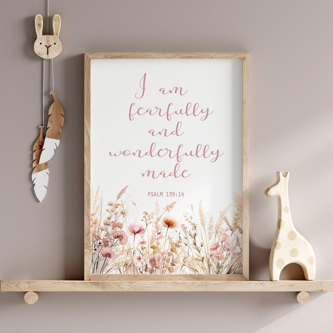 I Am Fearfully and Wonderfully Made, Psalm 139:14 Wall Art, Bible Verse ...