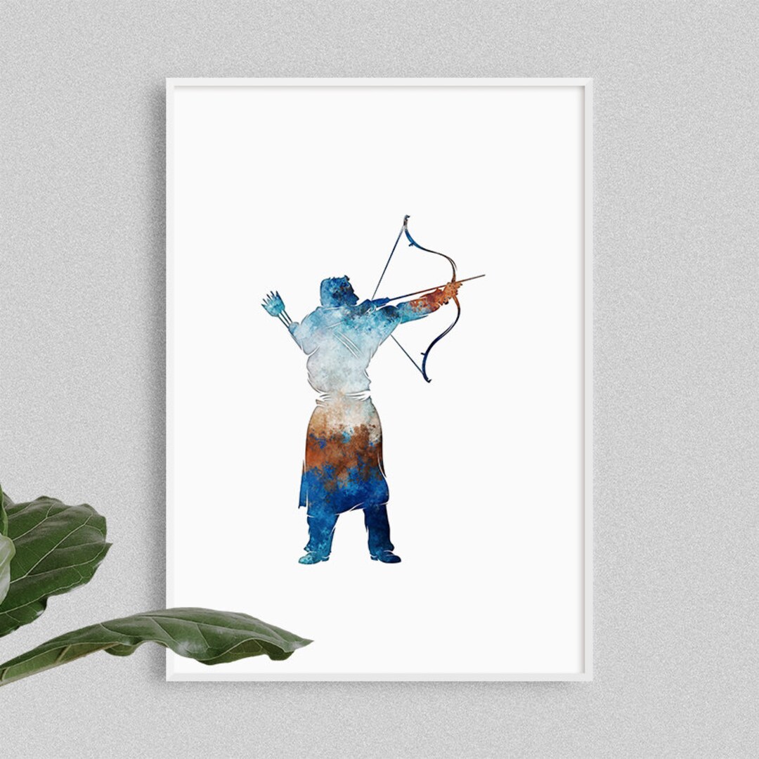 Archery Print, Watercolor Artwork for Home Decor, Sport Practice of ...