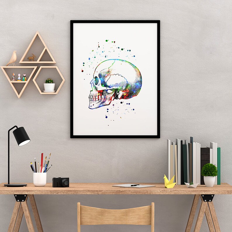 Human Skull Art Watercolor Print Anatomy Poster Med Student - Etsy