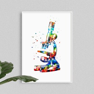 Мicroscope Art Print, Science Art, Microscope Poster, Graduation Gift ...