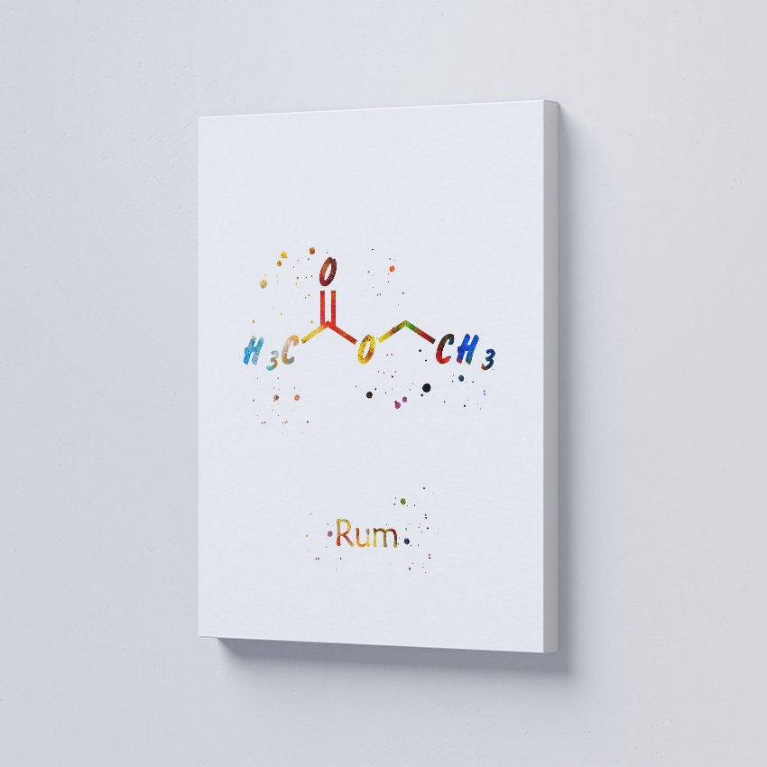 Rum Molecule Watercolor Art Print, Chemistry Decor, Bar Wall Art ...