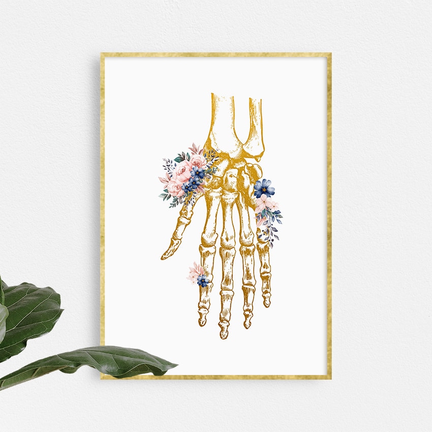 Human Hand Anatomy Art Print, Floral Anatomy Art, Orthopedic Surgery ...