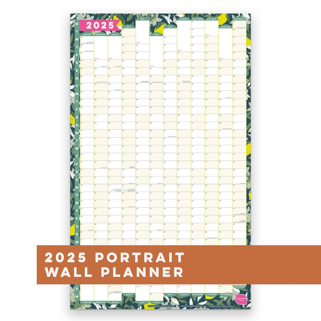 Boxclever Press | Portrait Wall Planner 2025 | Laminated and Non-laminated Finish - Etsy UK
