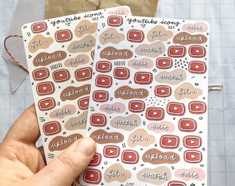 Printable Youtuber Multi Icons Digital Sticker Sheet - Etsy
