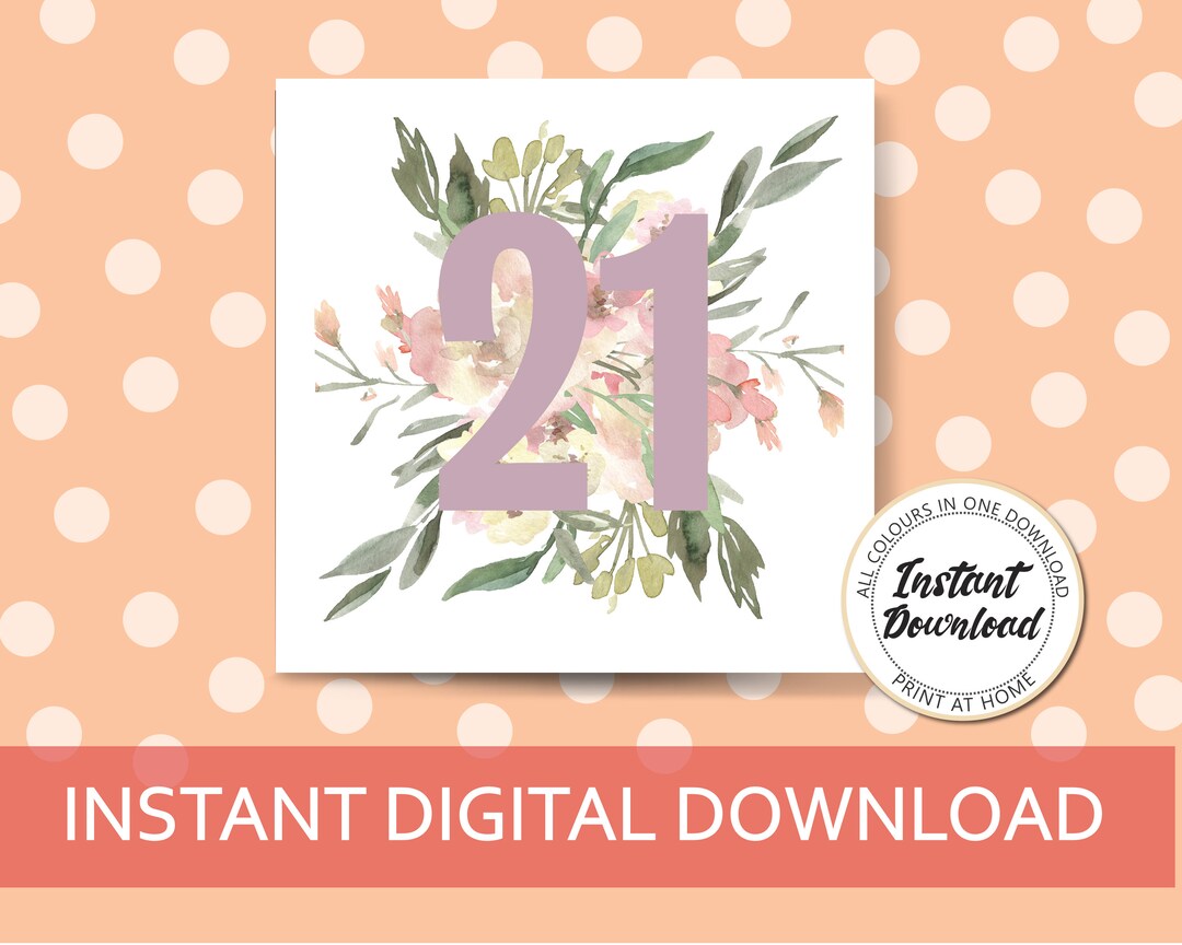 Printable 21st Card - 21st Birthday Card for Her - Last Minute 21st ...
