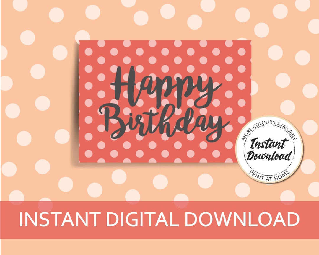 Polka Dot Birthday Card Instant Digital Download - Etsy