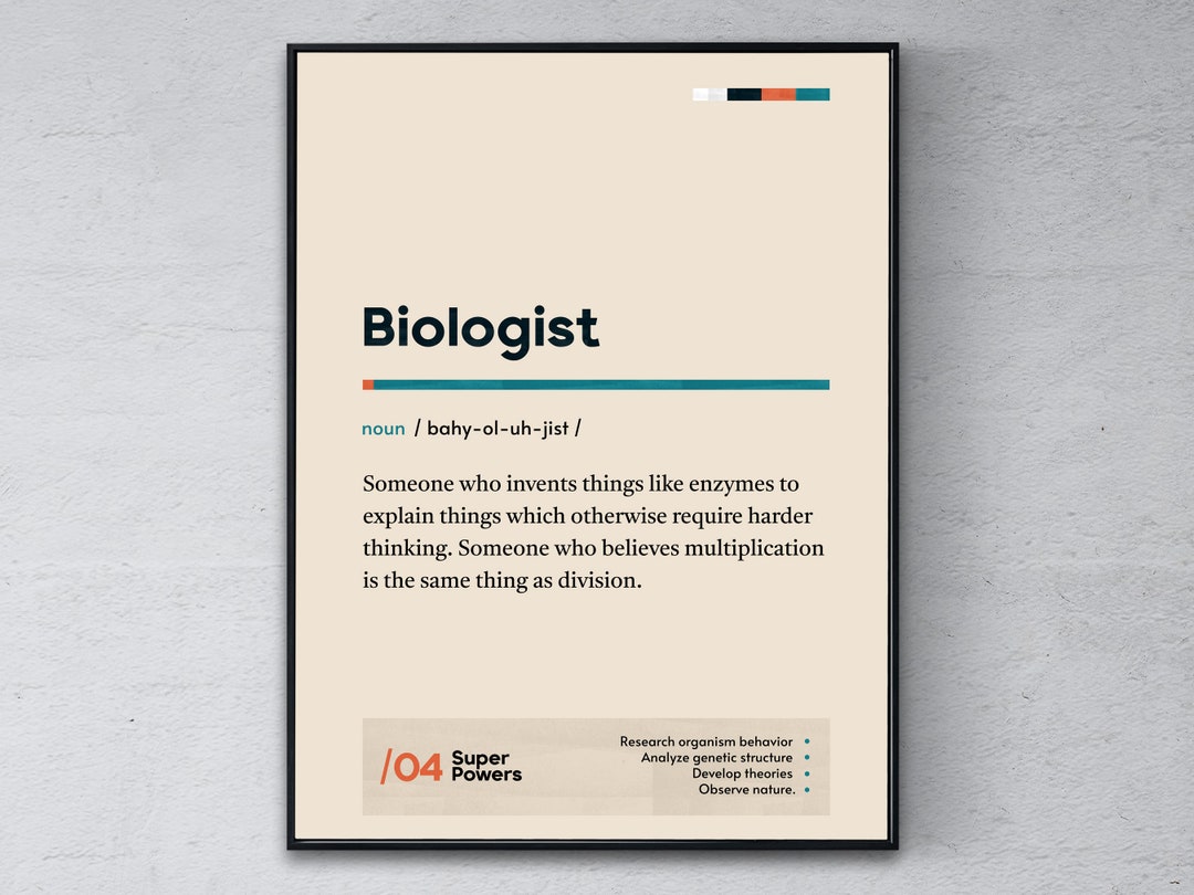 Biologist Definition Poster, Life Scientist Graduation Print, Funny ...