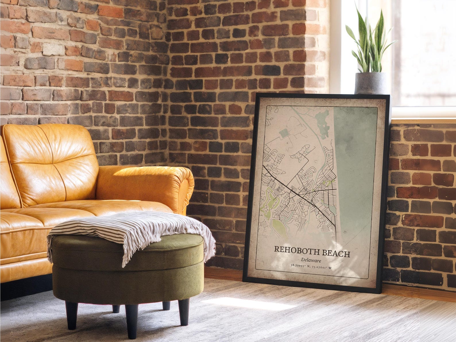 Classic Rehoboth Beach Map Print, Distressed Grunge Wall Art, Rehoboth ...