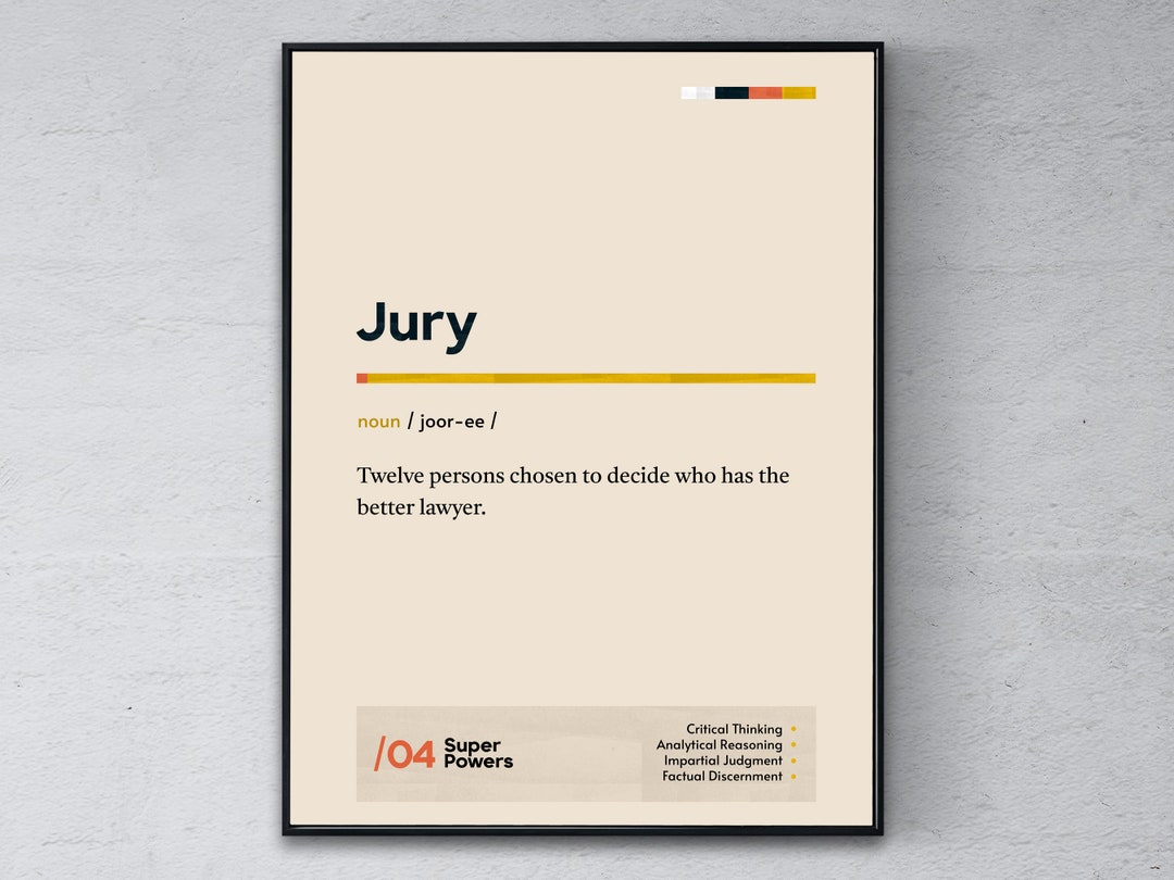 Jury Definition Poster, Tribunal Coworker Wall Art, Panel Graduation ...