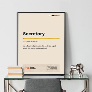 Secretary Definition Poster, Administrative Assistant Coworker Wall Art ...
