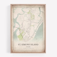 1847 Map of Saint Simons Island Georgia - Etsy