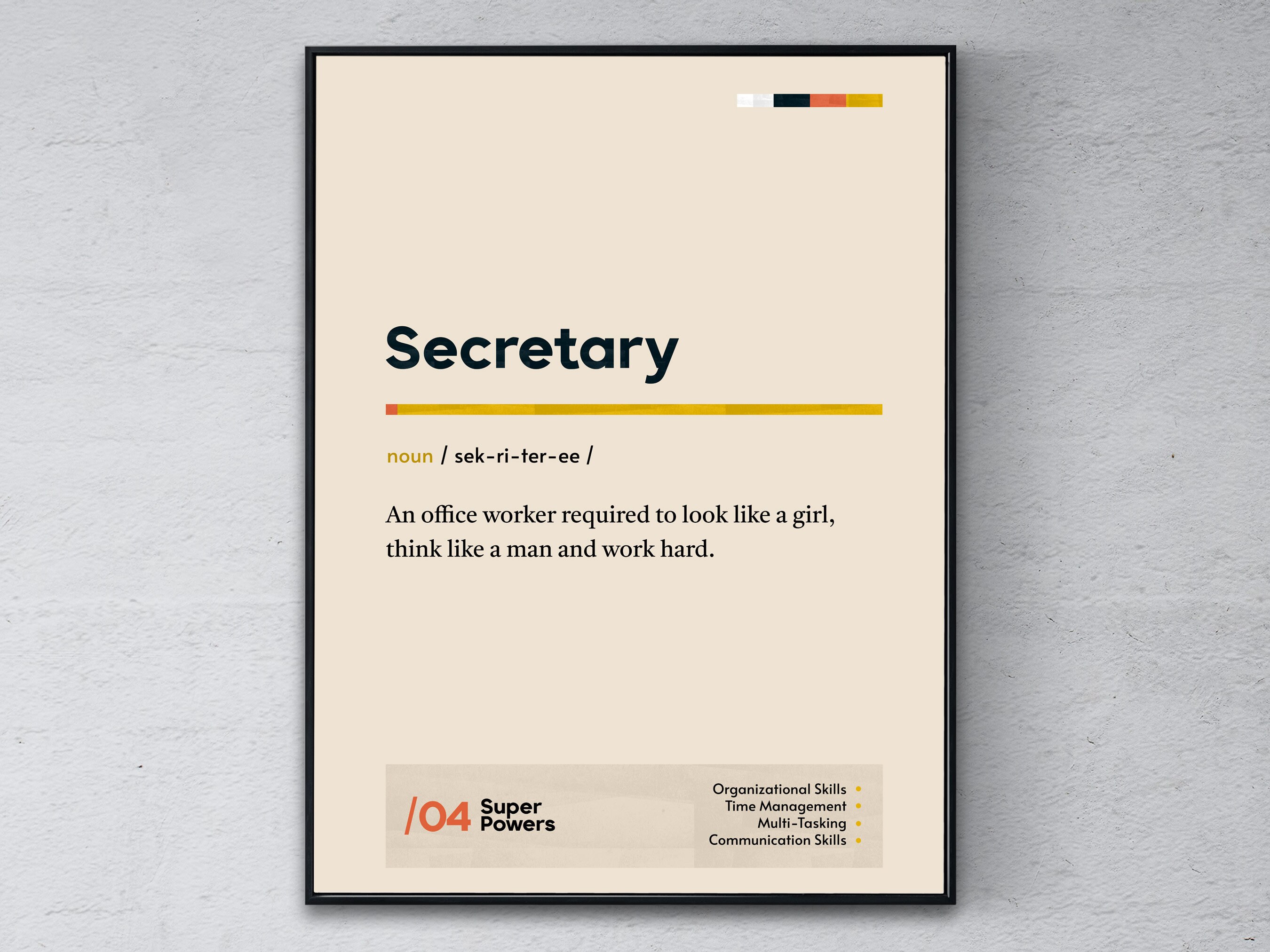 Secretary Definition Poster, Administrative Assistant Coworker Wall Art ...