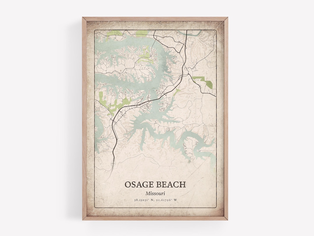 Vintage Osage Beach Map Print Rustic Grunge Wall Art Osage Beach City