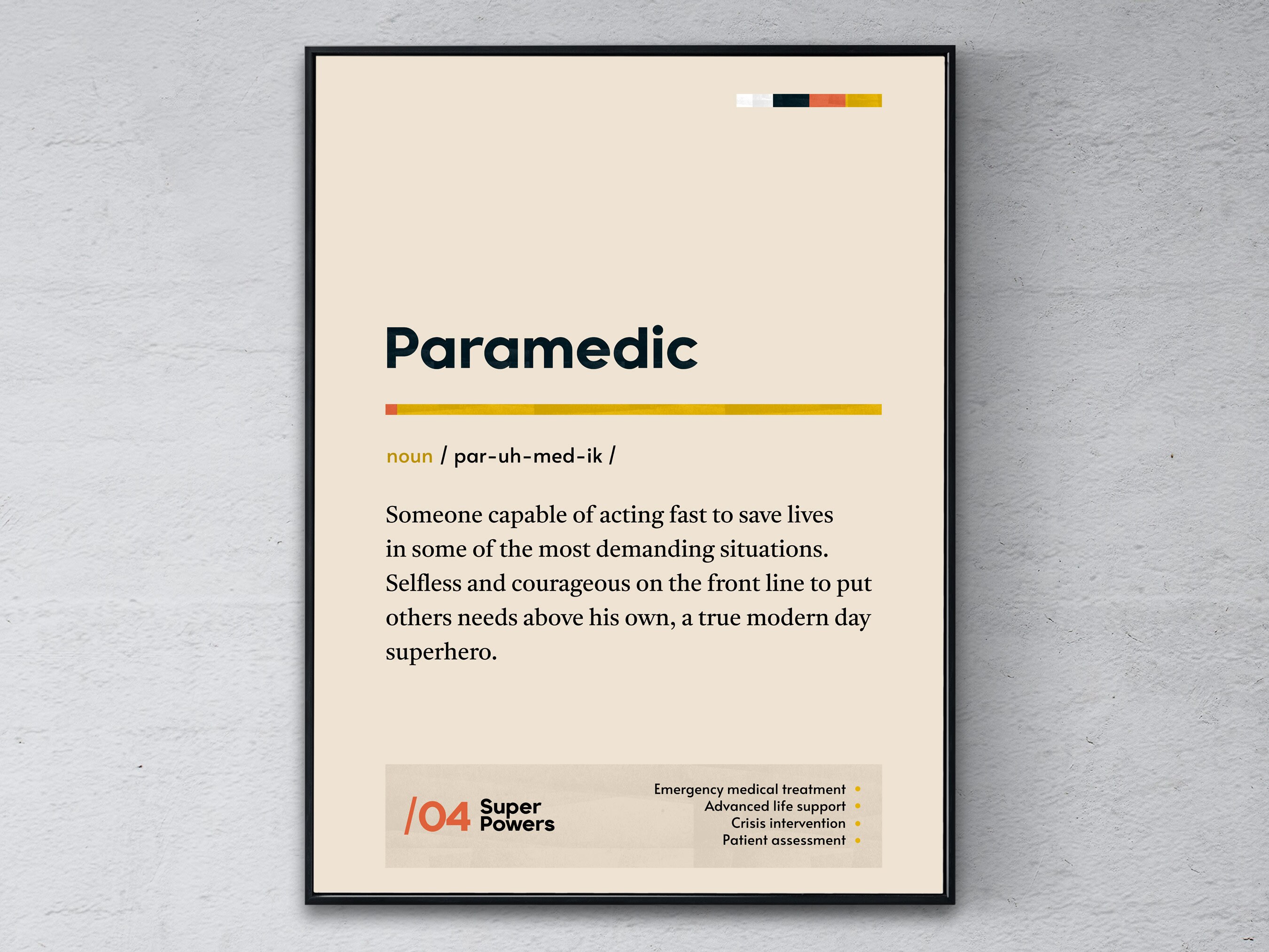 Paramedic Definition Poster, Ambulance Technician Coworker Wall Art ...