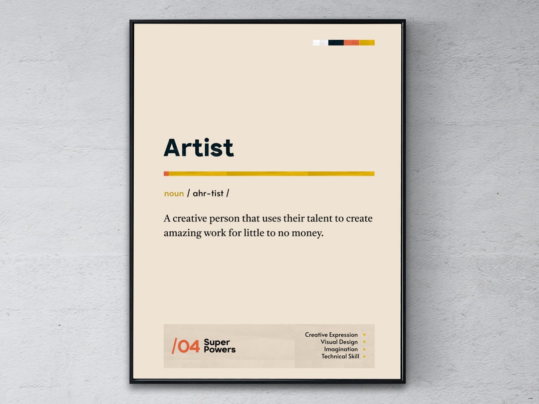 Artist Definition Poster, Painter Graduation Print, Funny Modern Office ...