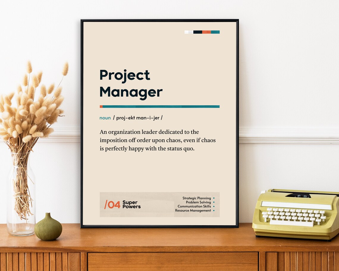 Project Manager Definition Poster, Funny Modern Office Gift, Program ...
