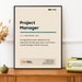 Project Manager Definition Poster, Funny Modern Office Gift, Program ...