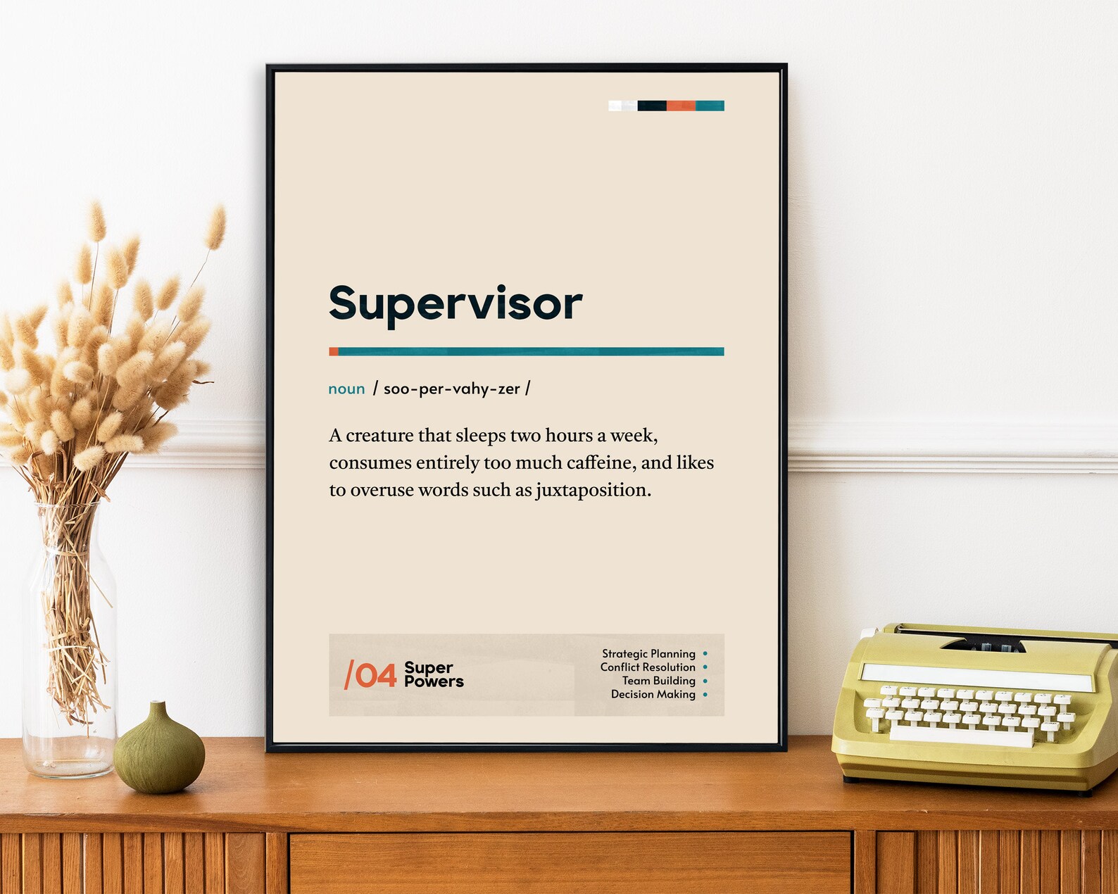 Supervisor Definition Poster, Funny Modern Office Gift, Manager ...