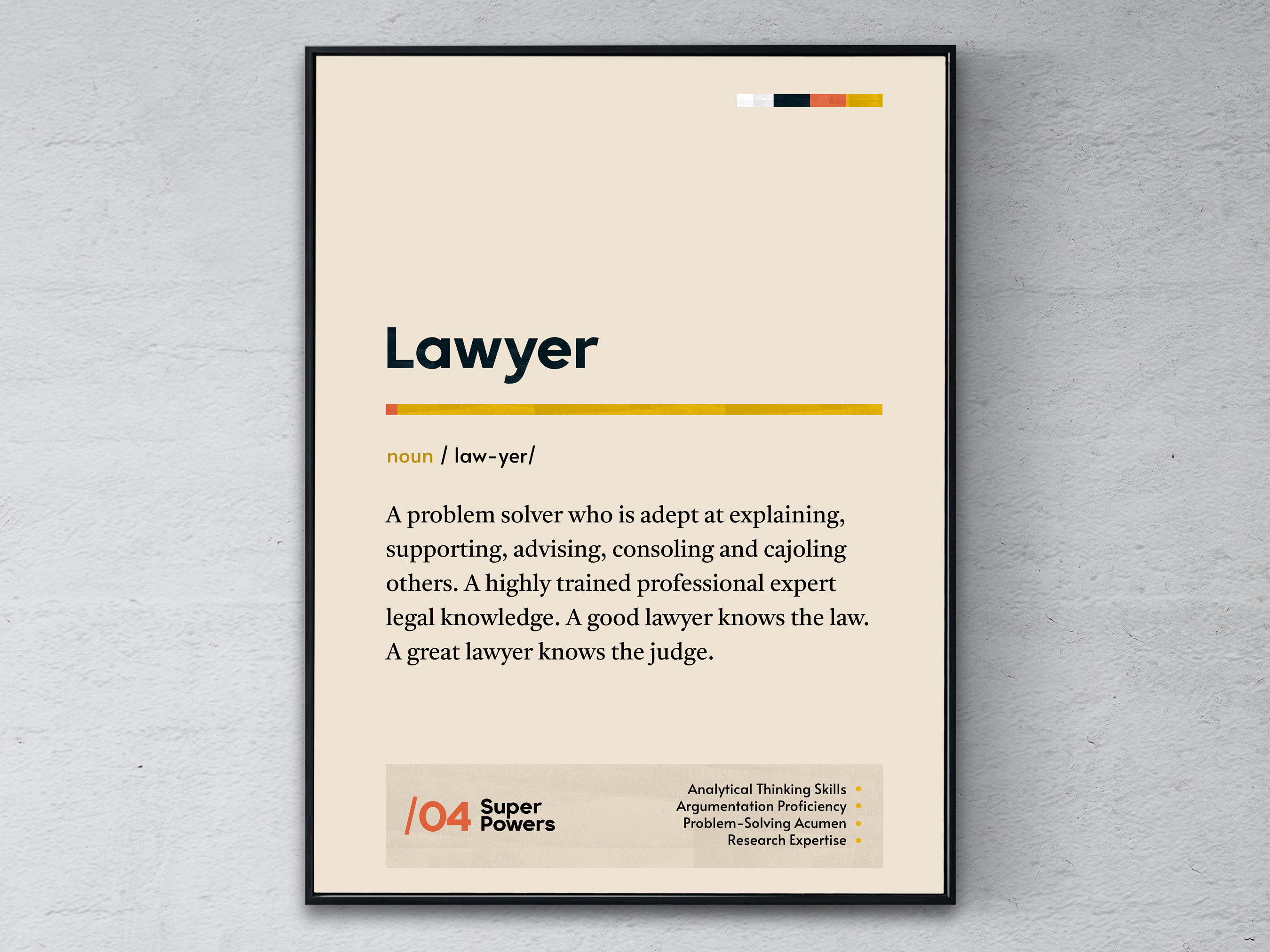 Lawyer Definition Poster, Barrister Coworker Wall Art, Attorney ...