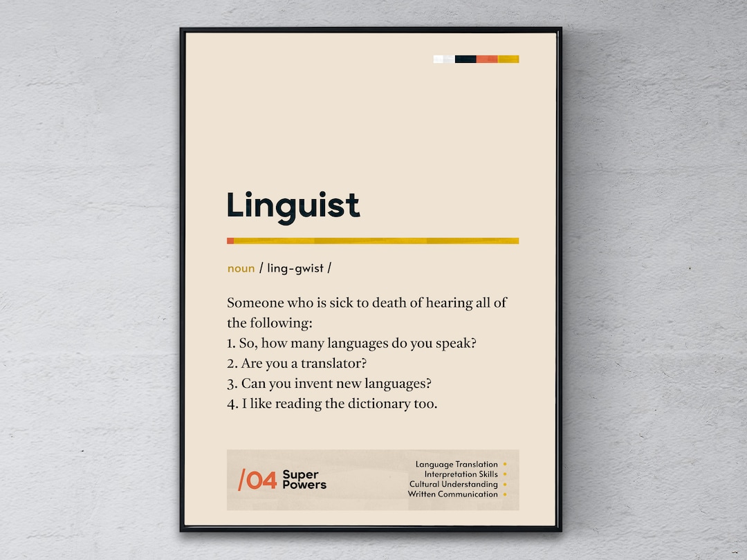 Linguist Definition Poster, Philologist Graduation Print, Etymologist ...