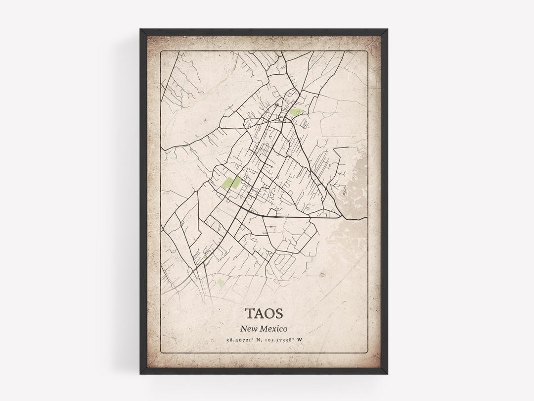 Classic Taos NM Map Print, Antique Retro Wall Art, Taos Poster, Ski ...