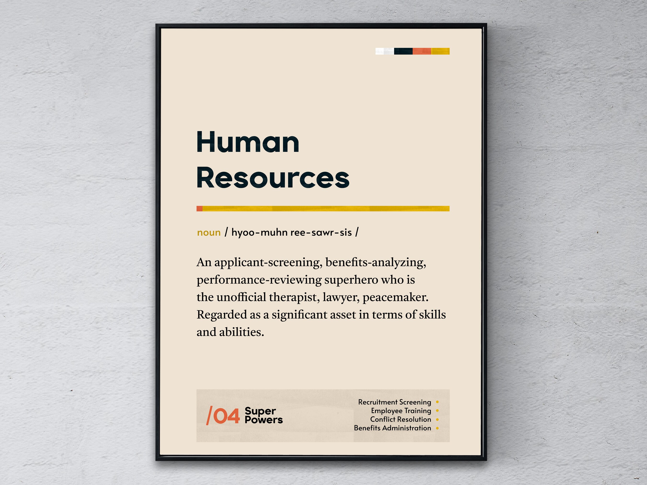 Human Resources Definition Poster, Funny Modern Office Gift, Workforce ...