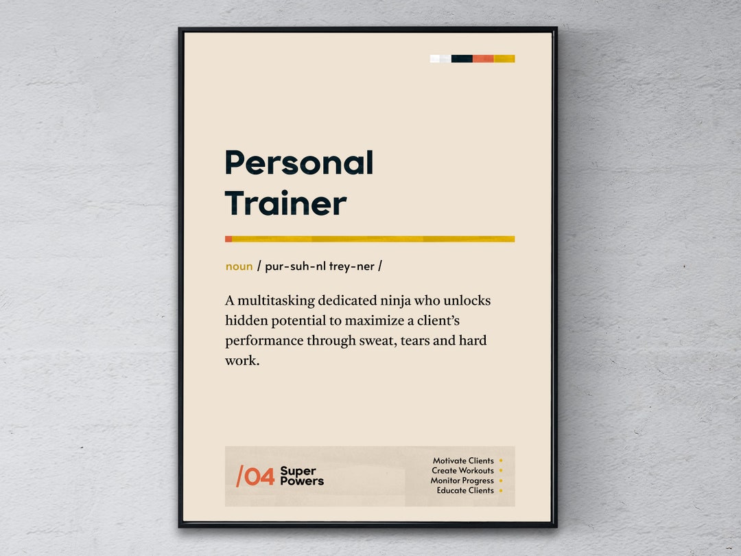 Personal Trainer Definition Poster, Exercise Coach Coworker Wall Art ...