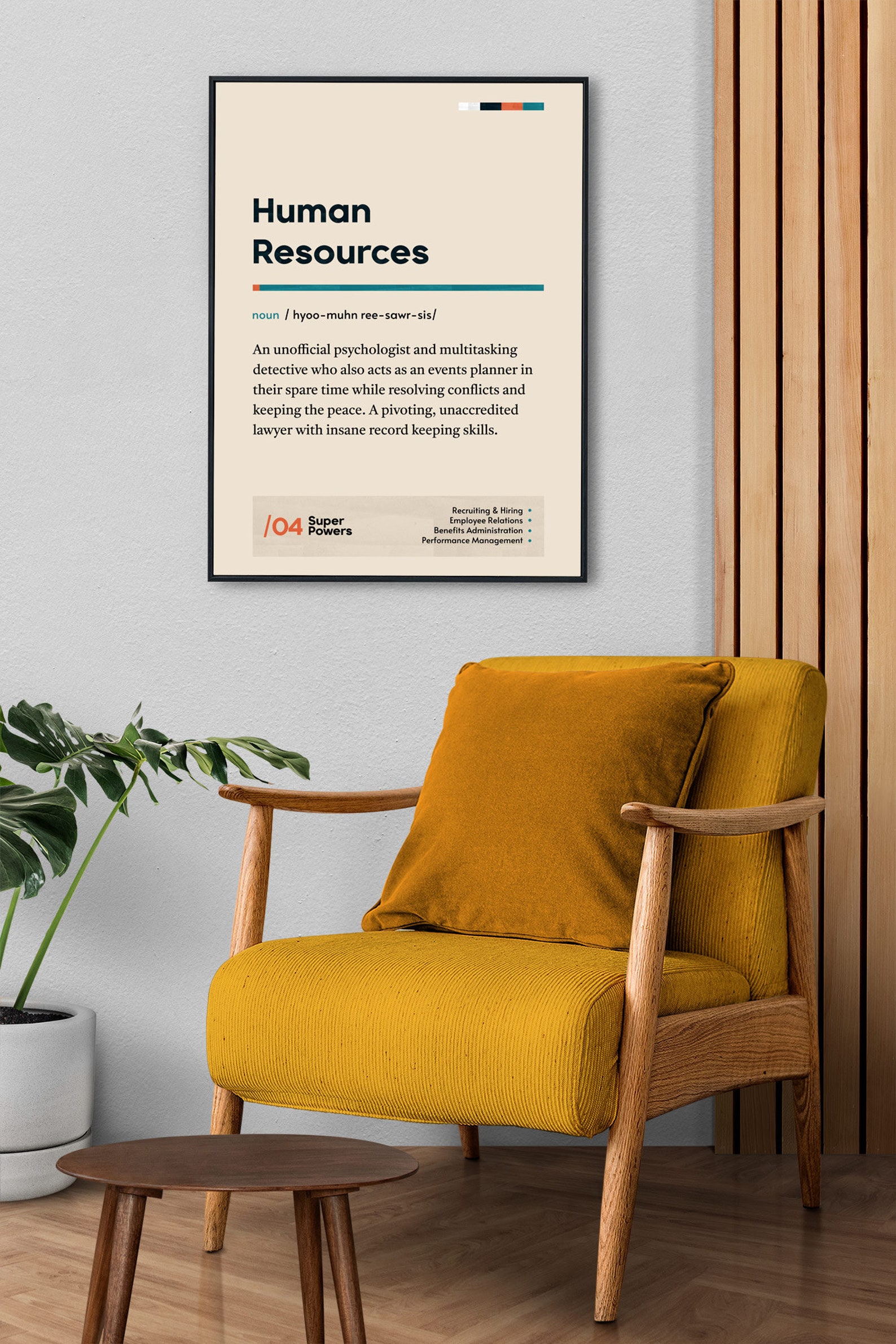 Human Resources Definition Poster, Labor Force Coworker Wall Art, Funny ...