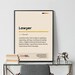 Lawyer Definition Poster, Barrister Coworker Wall Art, Attorney ...