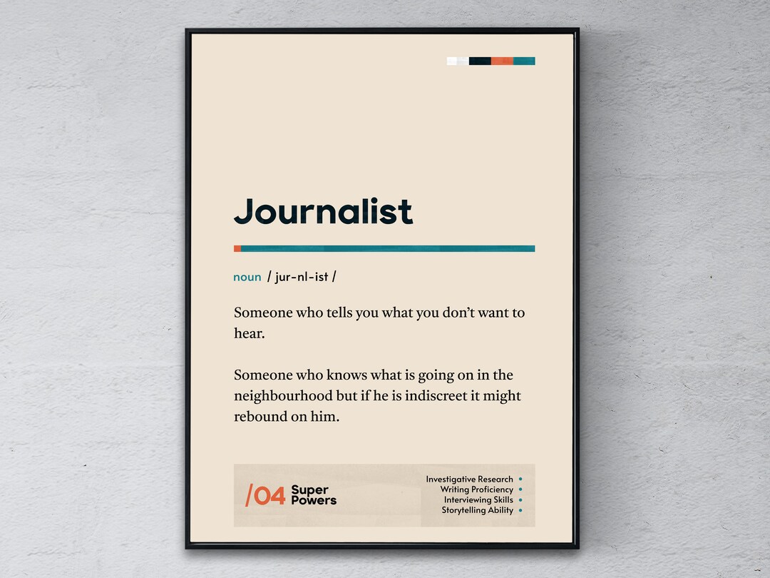 Journalist Definition Poster, Reporter Graduation Print, Funny Modern ...