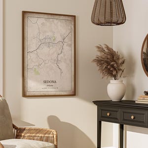 Vintage Sedona Map Print, Rustic Grunge Wall Art, Sedona City Poster ...