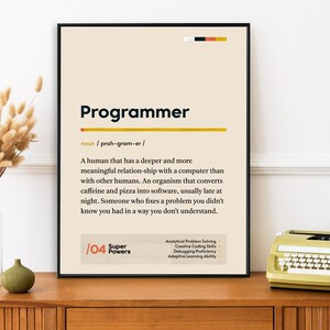 Programmer Definition Poster, Coder Graduation Print, Programmer Analyst Coworker Wall Art ...