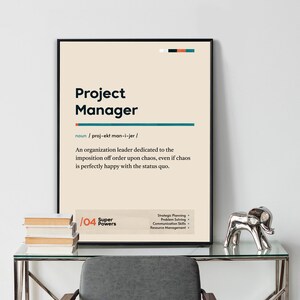 Project Manager Definition Poster, Funny Modern Office Gift, Program ...
