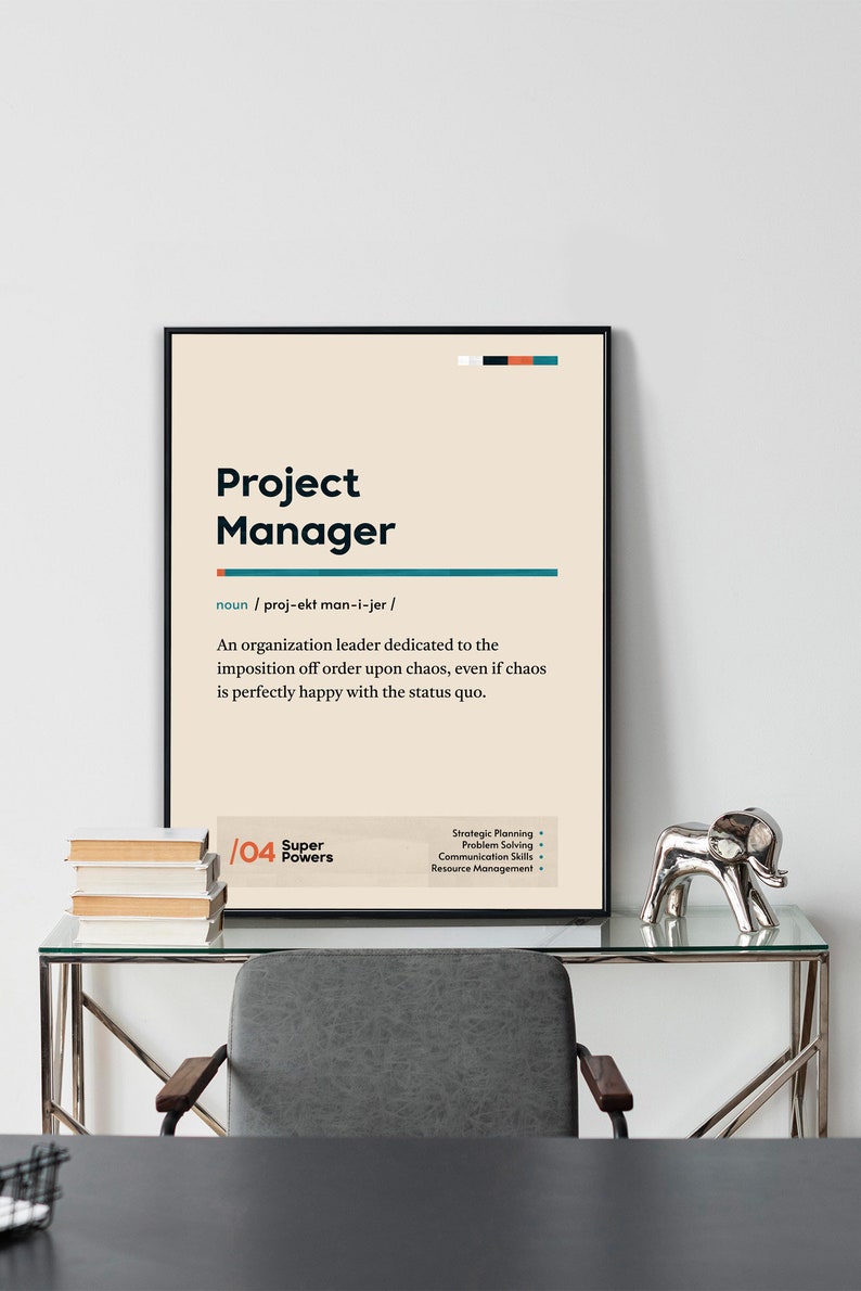 Project Manager Definition Poster, Funny Modern Office Gift, Program ...