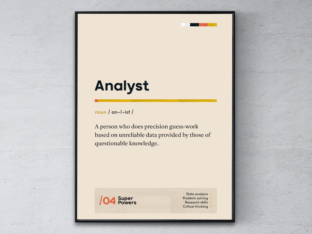 Analyst Definition Poster, Funny Modern Office Gift, Strategist ...