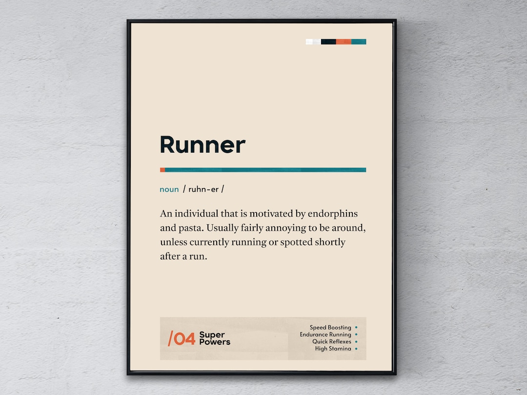 Runner Definition Poster, Sprinter Graduation Print, Jogger Coworker ...