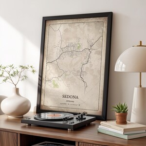 Vintage Sedona Map Print, Rustic Grunge Wall Art, Sedona City Poster ...