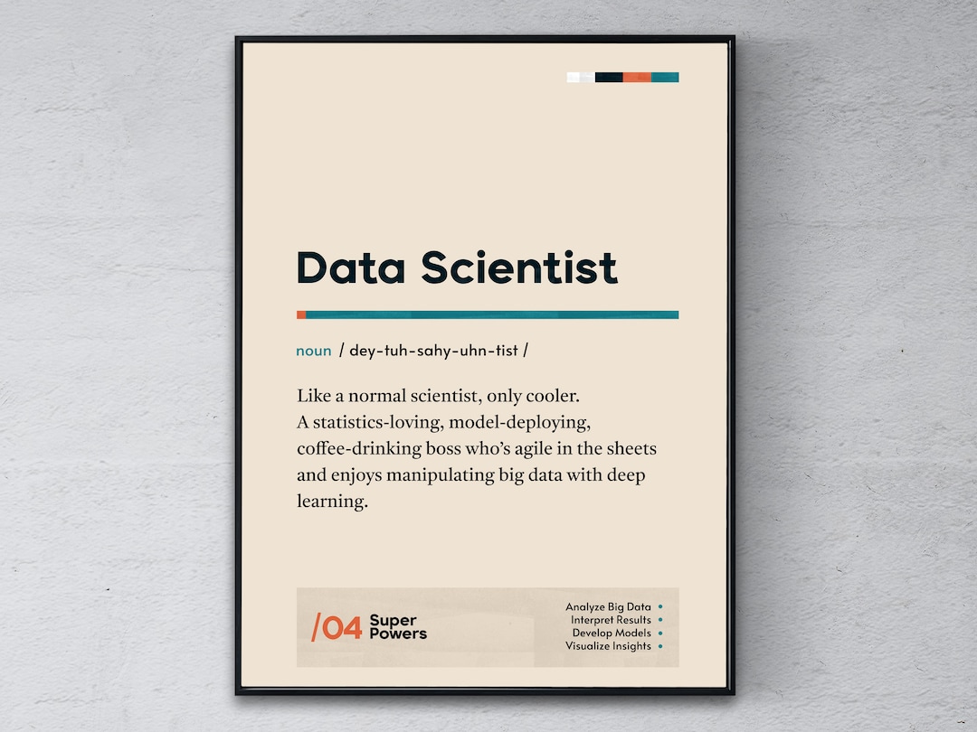 Data Scientist Definition Poster, Funny Modern Office Gift, Big Data ...