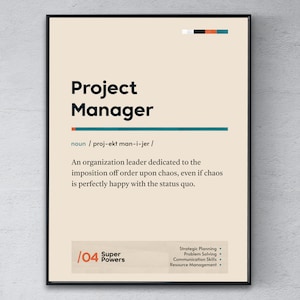 Project Manager Definition Poster, Funny Modern Office Gift, Program ...