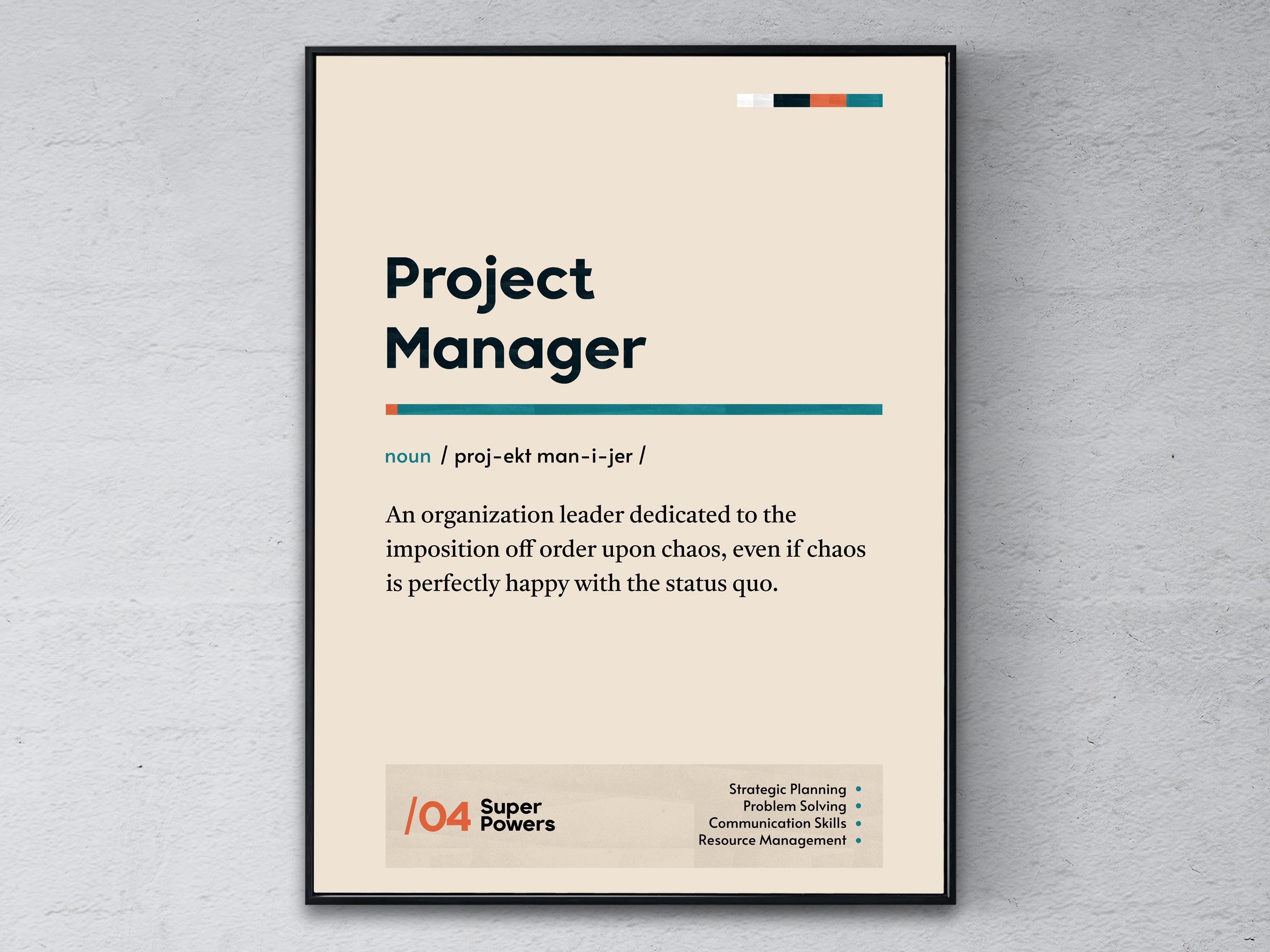 Project Manager Definition Poster, Funny Modern Office Gift, Program ...