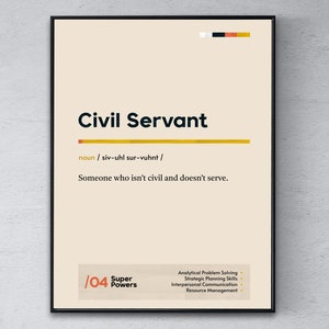 Civil Servant Definition Poster, Government Worker Coworker Wall Art ...