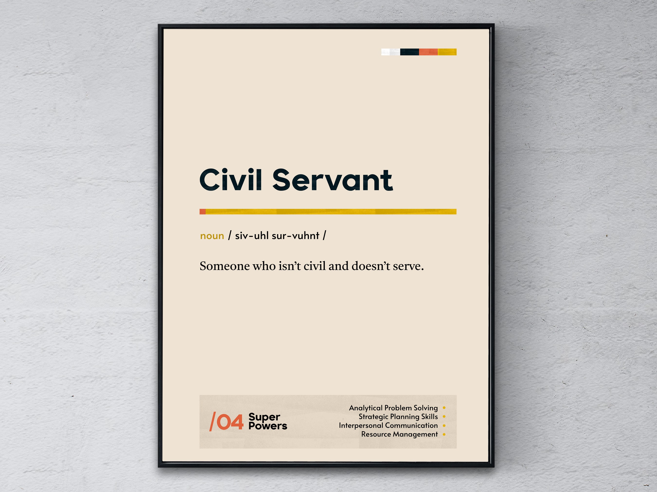 Civil Servant Definition Poster, Government Worker Coworker Wall Art ...