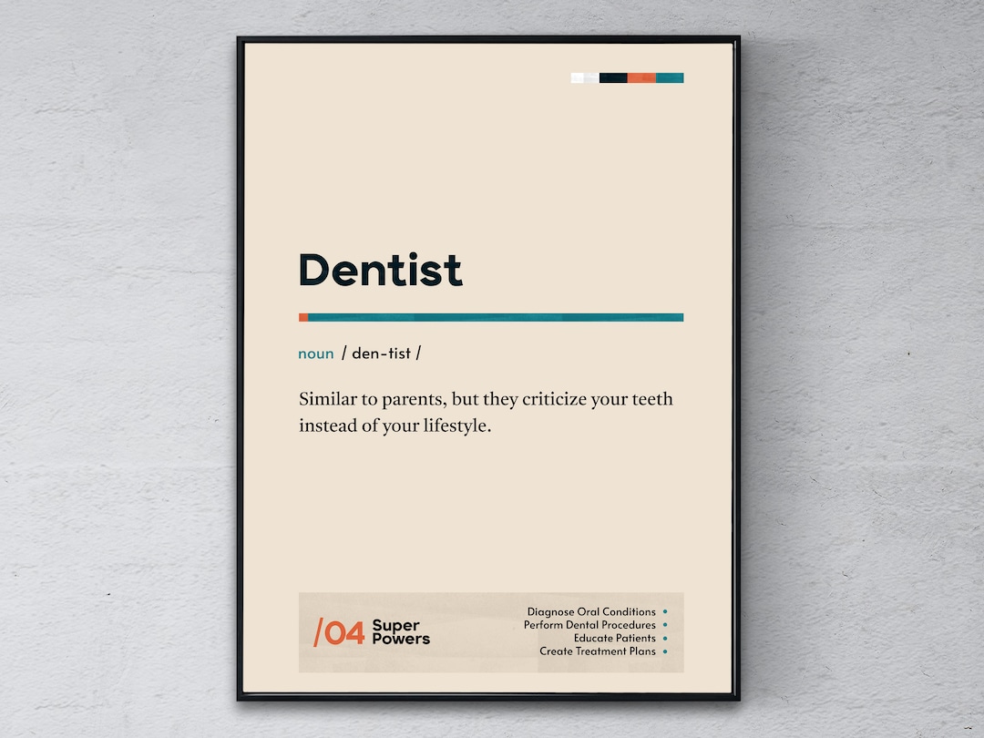 Dentist Definition Poster, Oral Surgeon Graduation Print, Orthodontist ...