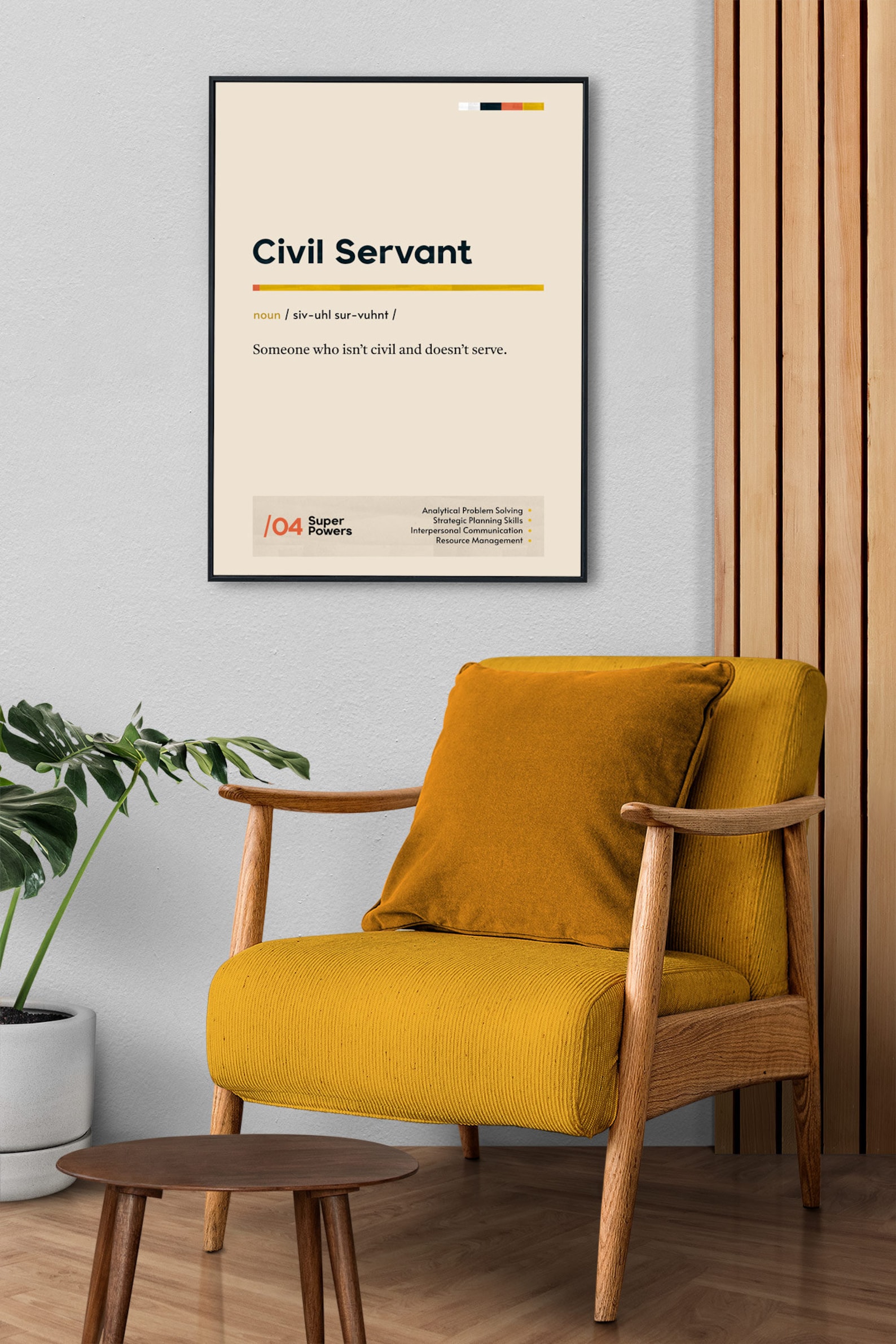Civil Servant Definition Poster, Government Worker Coworker Wall Art ...