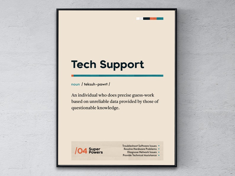Tech Support Definition Poster, Technical Assistance Graduation Print ...