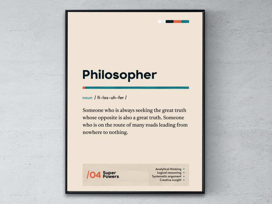 Philosopher Definition Poster, Thinker Coworker Wall Art, Sage ...