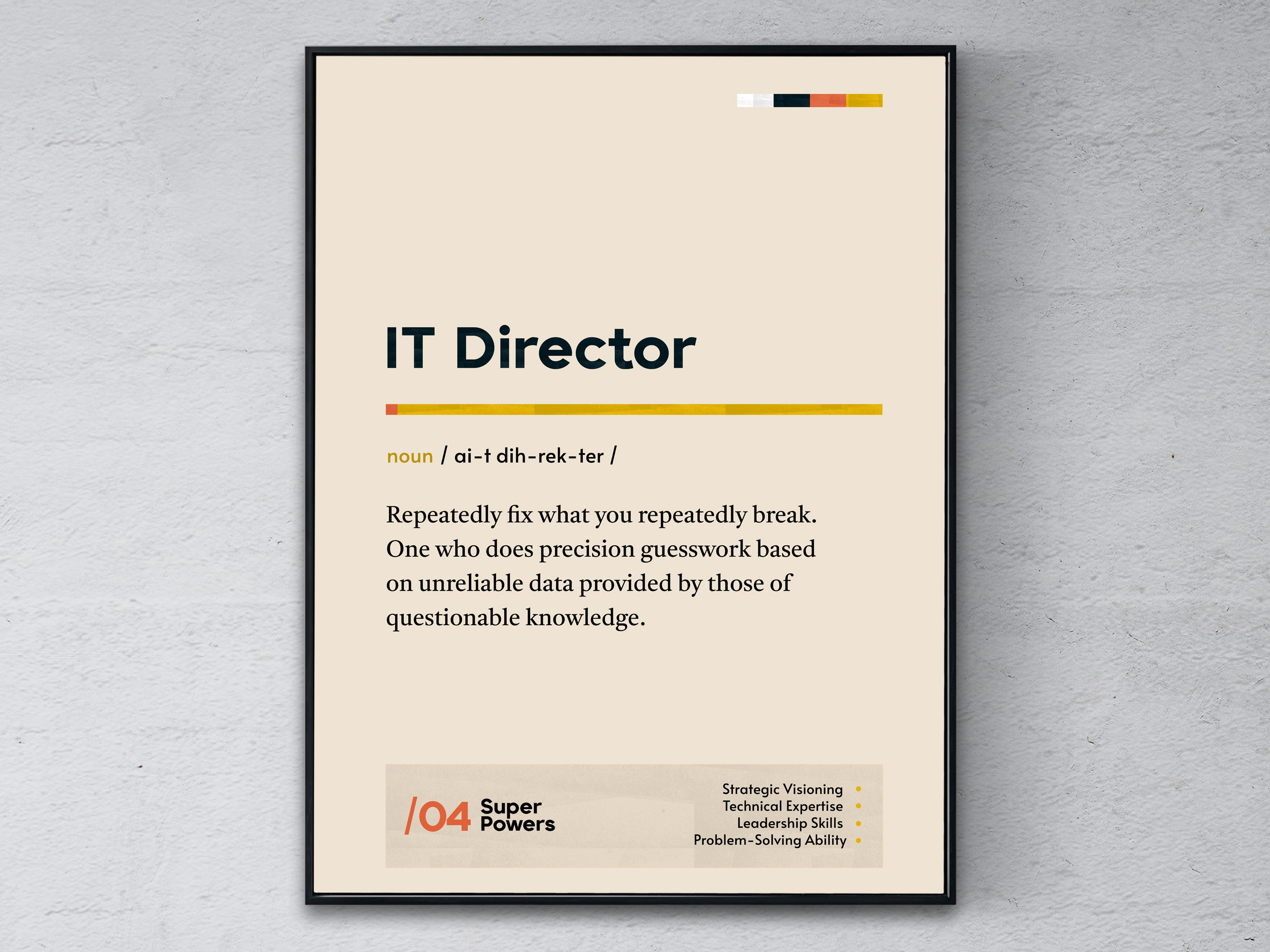 It Director Definition Poster, Funny Modern Office Gift, Technology ...