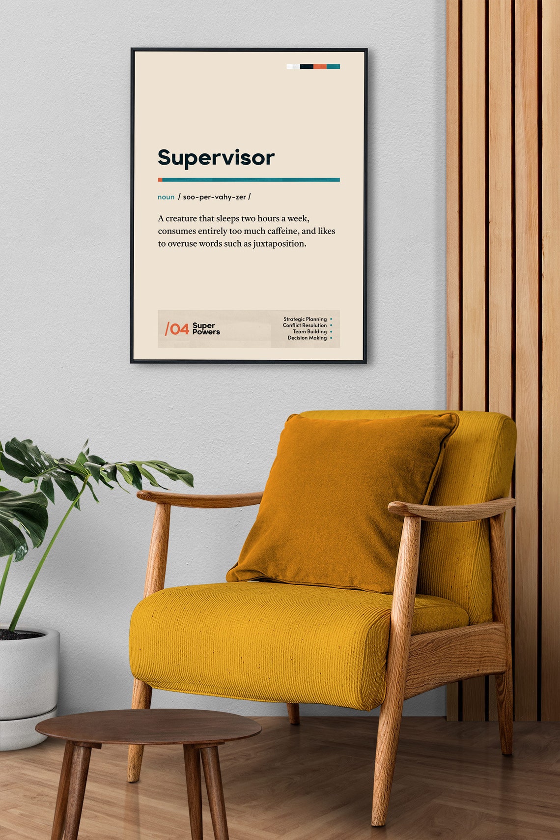 Supervisor Definition Poster, Funny Modern Office Gift, Manager ...
