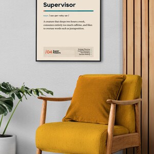 Supervisor Definition Poster, Funny Modern Office Gift, Manager ...